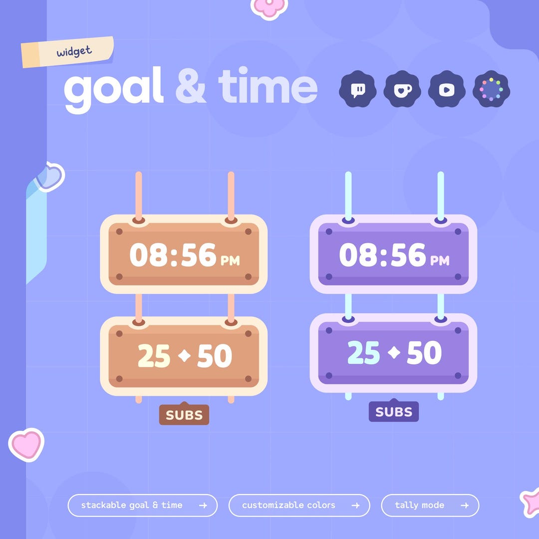 Lunch Box Goal & Time — Twitch, Ko-fi and Youtube • Customizable Colors ...