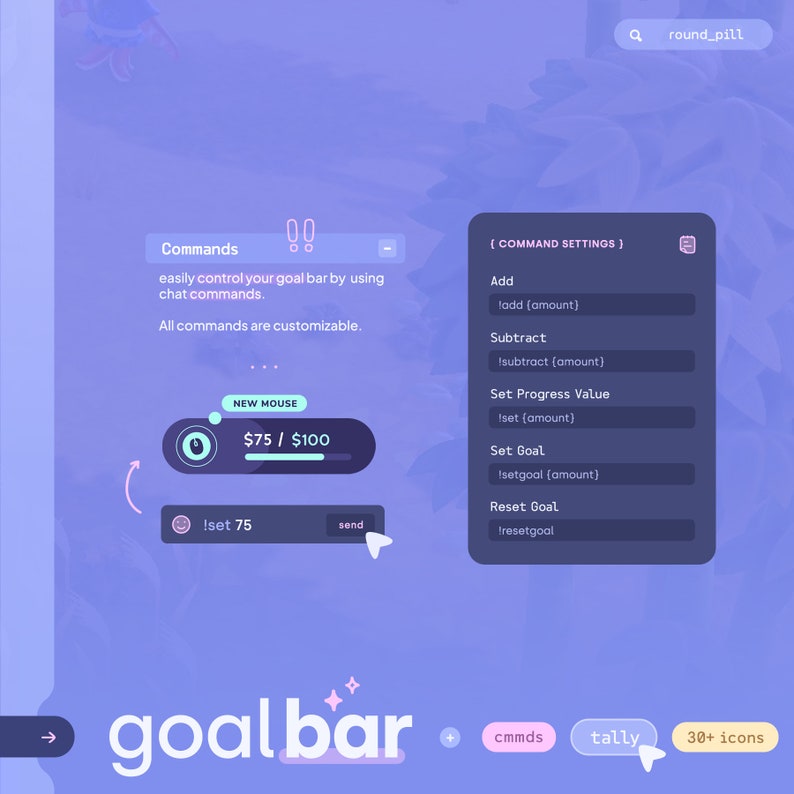 Round Pill Goal Widget — Twitch, Ko-fi & Youtube • 35 Icons, Confetti ...