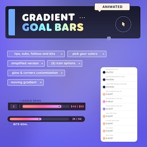 Glow Gradient Goal Widget | Minimal & Cute Goal Bars for Twitch ...