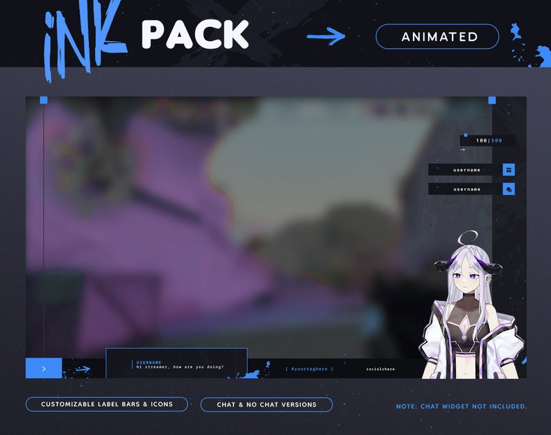 Animated Blue Ink Twitch Pack Grunge Ink Brush Streamer - Etsy