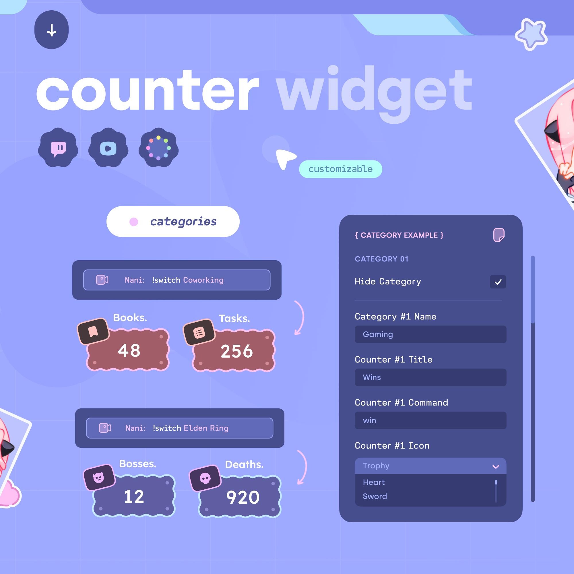 Wavy Counter Widget Rotating Counters & Categories • Channel Rewards ...