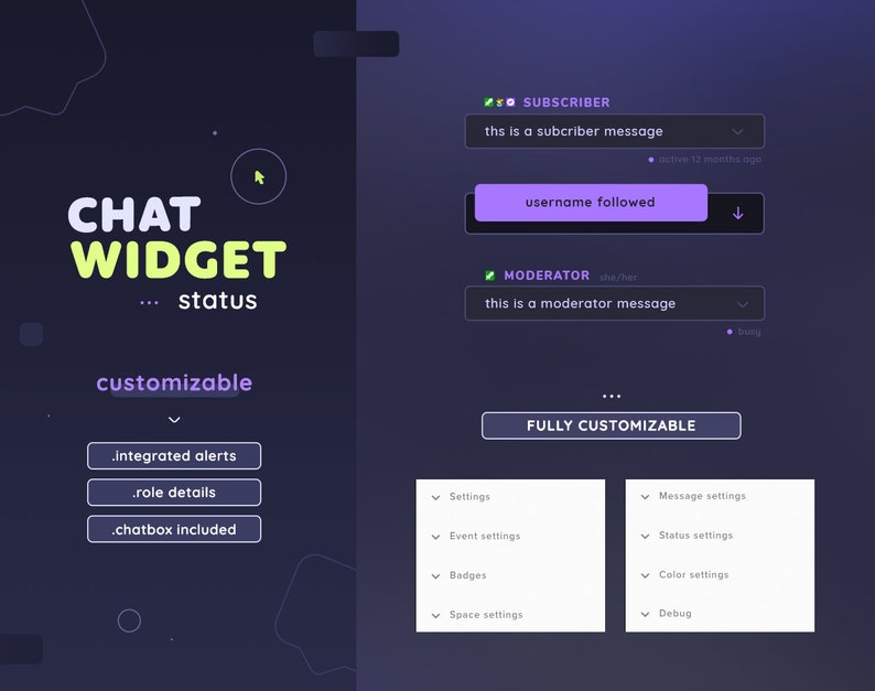 Status Chat Widget With Alerts — Minimal Fully Customizable Custom Chat ...
