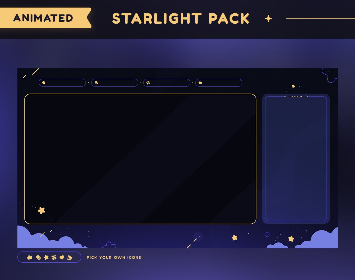 Starlight Animated Twitch Pack Starry Night Sky Moon Cozy - Etsy UK