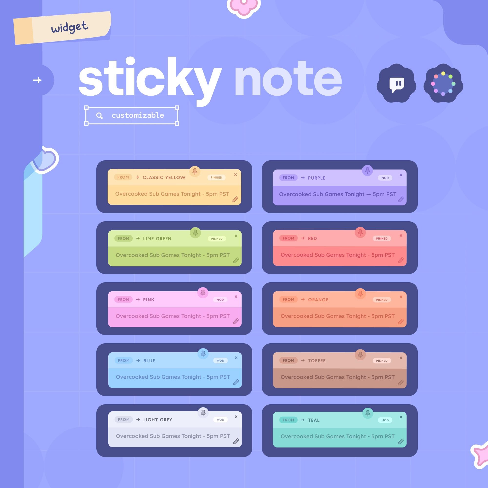 Sticky Note Widget Chat Messages & Announcements • Channel Rewards ...