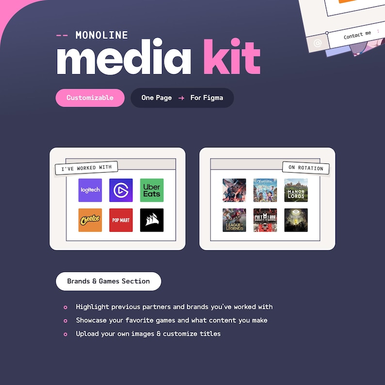 Monoline Media Kit One-page Sheet for Content Creators, Streamers ...
