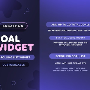 Goal Widget — Scrolling Subathon 20 Goal List | Cute Notebook ...