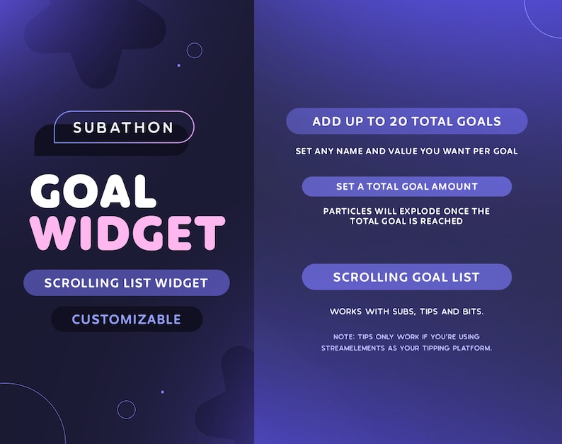 Goal Widget — Scrolling Subathon 20 Goal List | Cute Notebook ...