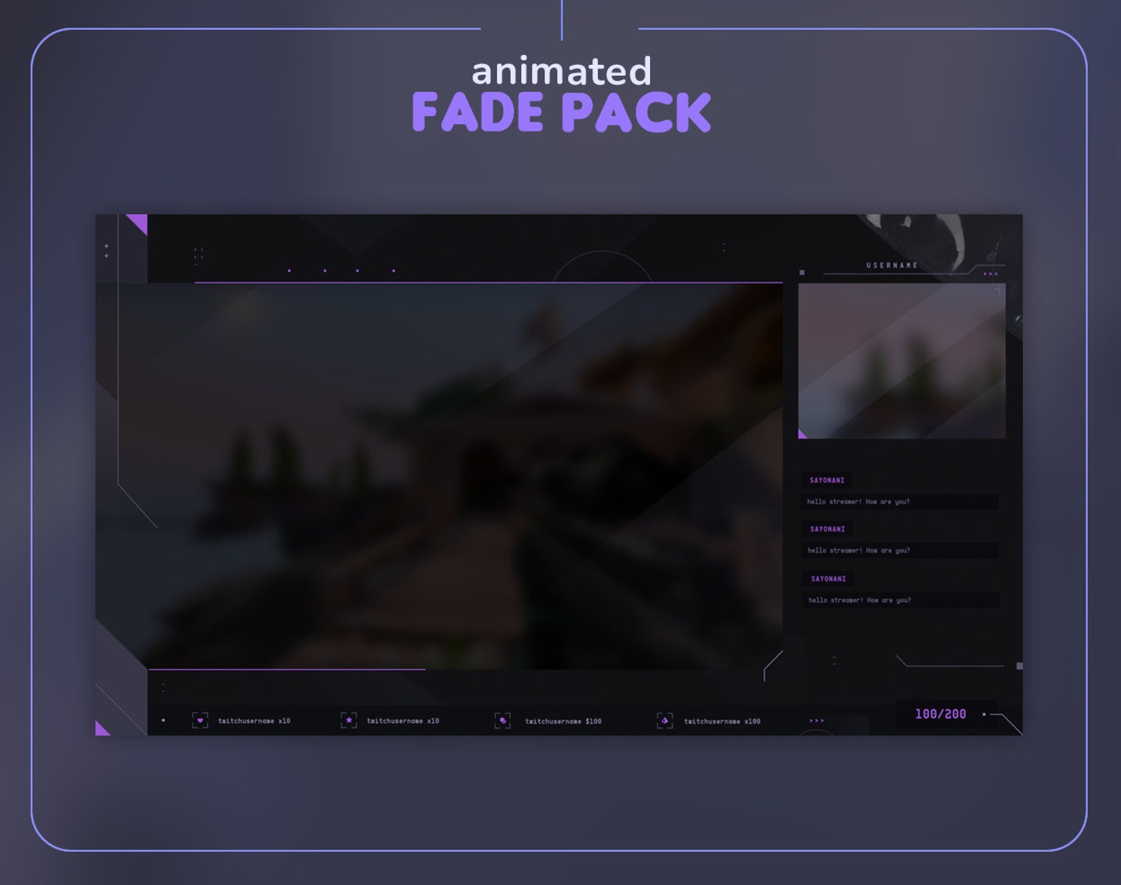 Fade Animated Twitch Pack | Valorant Inspired Purple Streamer Package ...