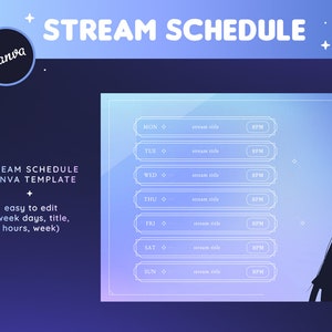 Blue Starry Stream Schedule Template | Minimal Gradient Streamer and ...