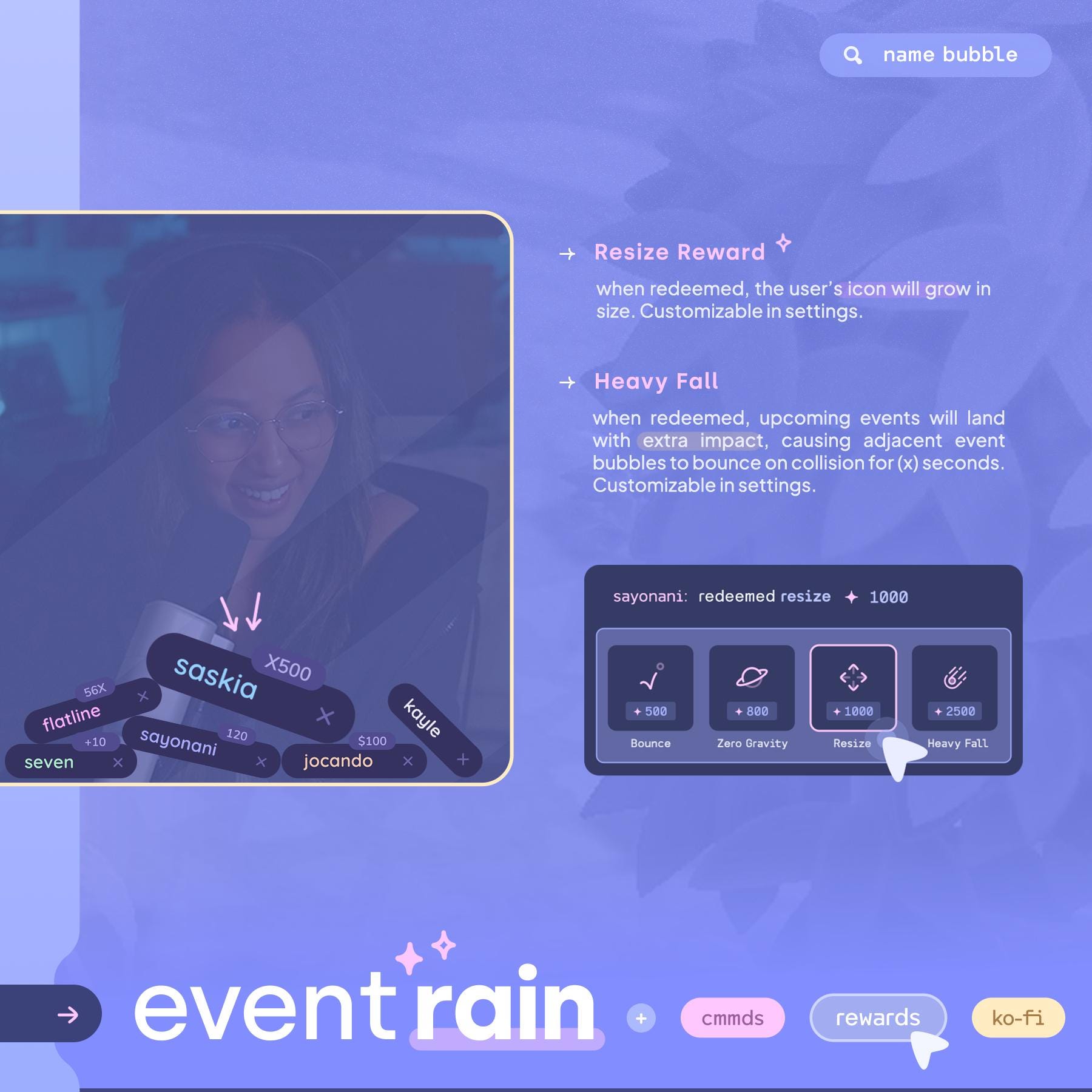 Event Rain Widget — Falling Name Bubbles for Twitch & Ko-fi Events ...