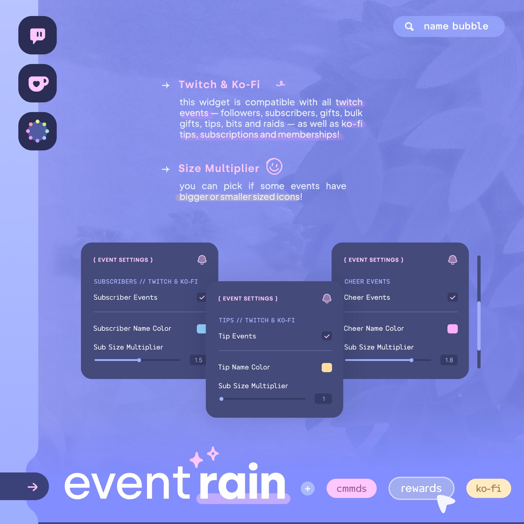 Event Rain Widget — Falling Name Bubbles for Twitch & Ko-fi Events ...