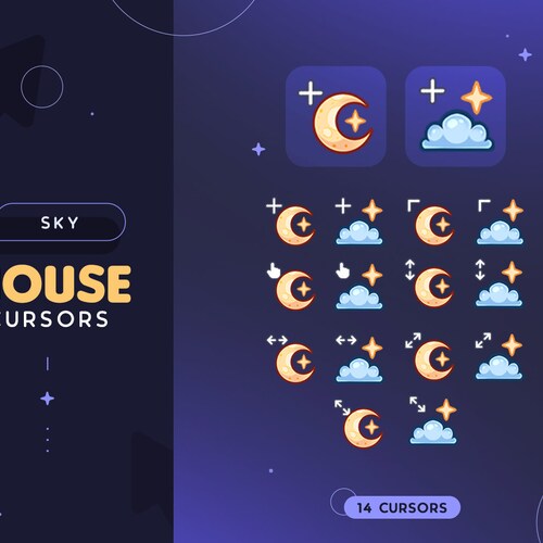 Star Mouse Cursors 14 Cute Starry Sky Custom Mouse Pointers - Etsy