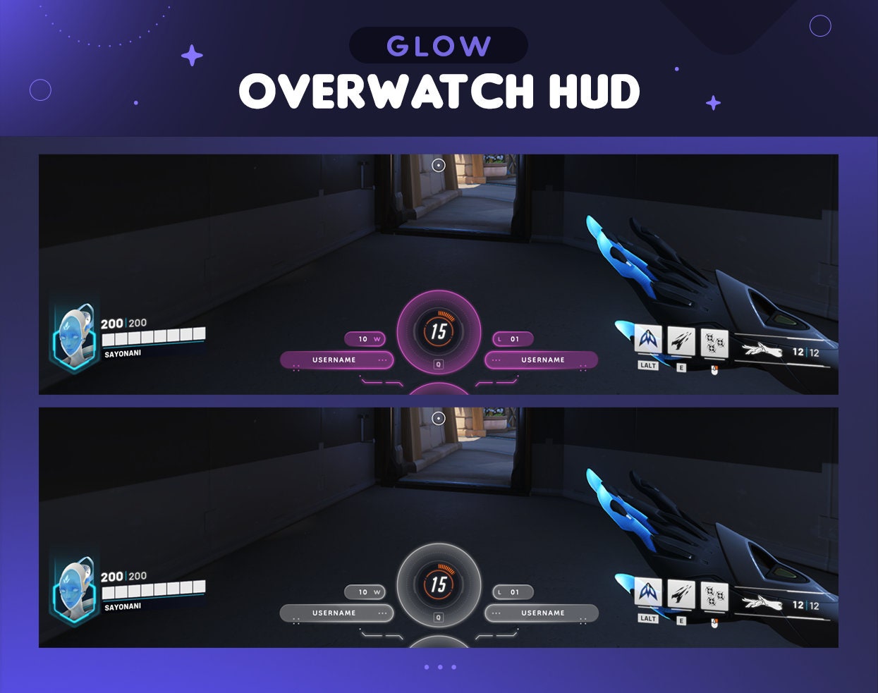 Glow Overwatch Overlay HUD 13 Colors Glowy Minimal Game - Etsy