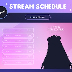 Pink Starry Stream Schedule Template | Minimal Gradient Streamer and ...