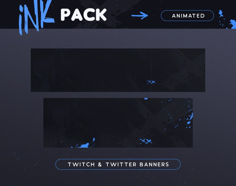 Animated Blue Ink Twitch Pack Grunge Ink Brush Streamer - Etsy