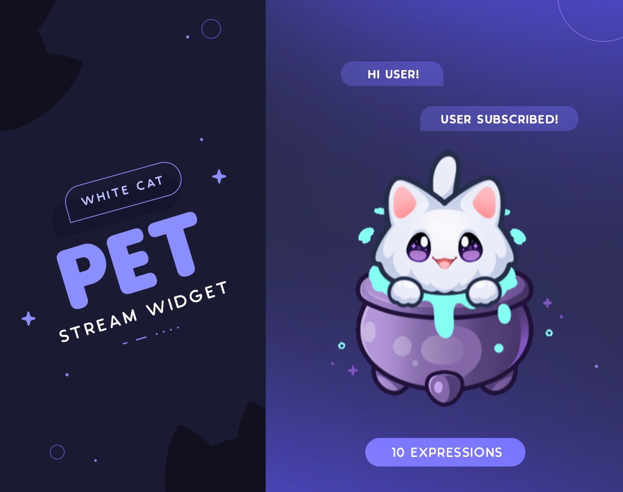 White Cat Stream Pet | Halloween Animated Cat Mascot Widget for ...
