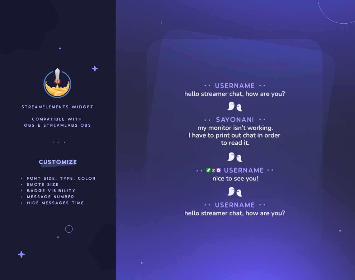 Spooky Ghost Twitch Chat Widget | Halloween Cute Purple Ghost Custom ...