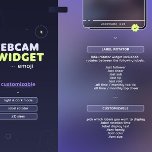 Emoji Webcam & Event Rotator Widget — Minimal Light and Dark Mode ...