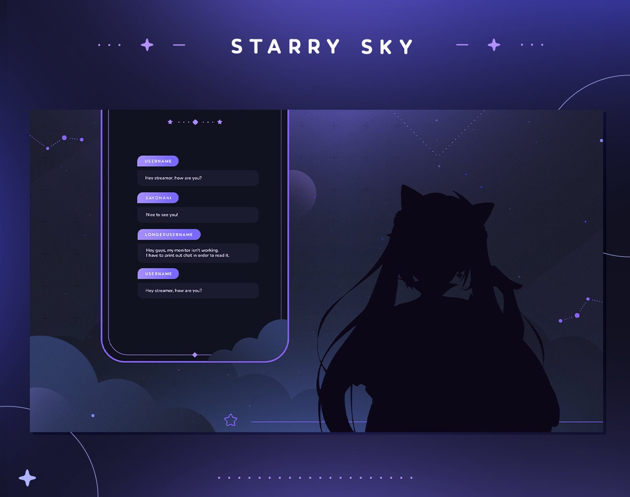 Starry Sky Vtuber Overlays Animated Vtuber Chatting & in - Etsy Canada