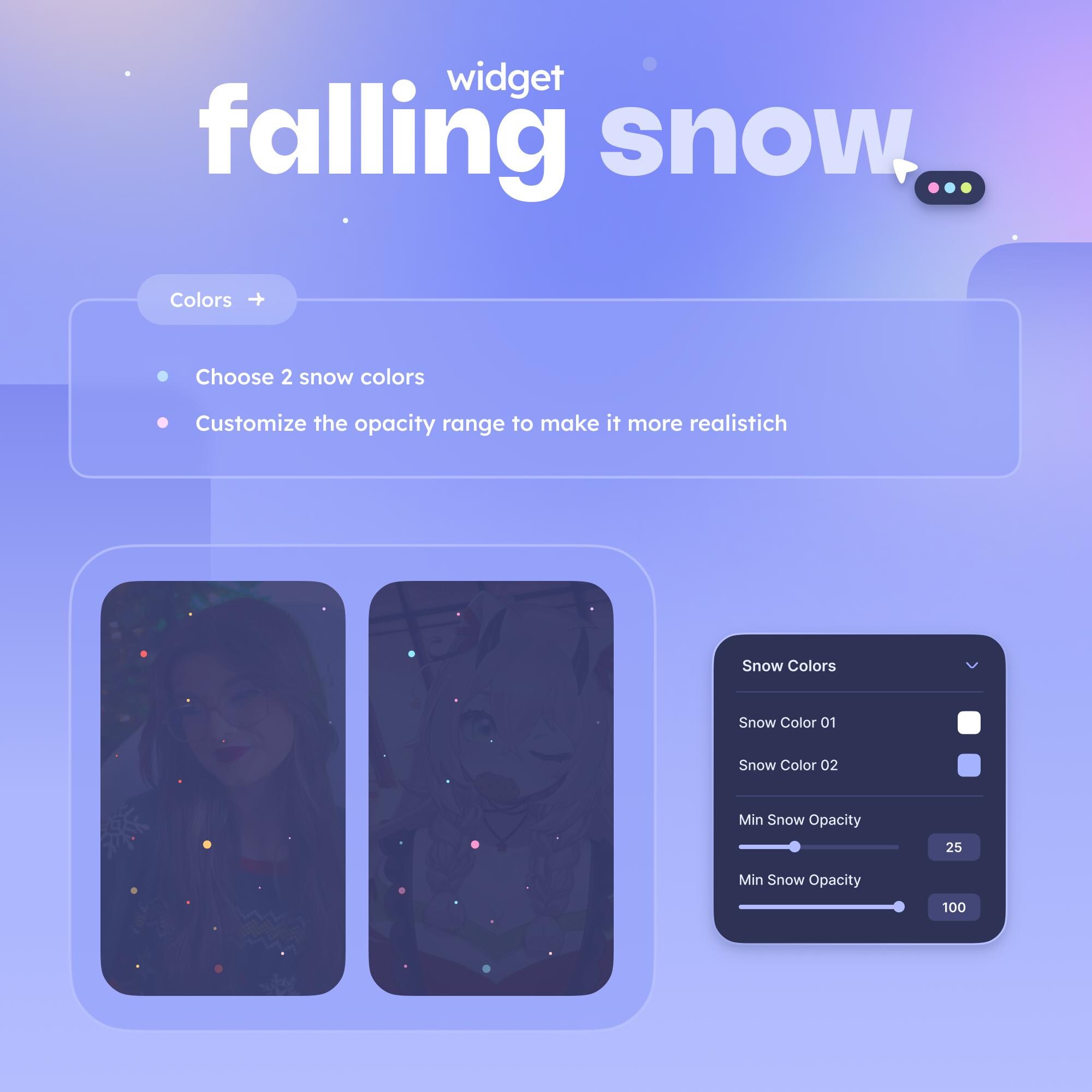 Falling Snow Widget Emotes on Events • Customize Colors, Speed ...