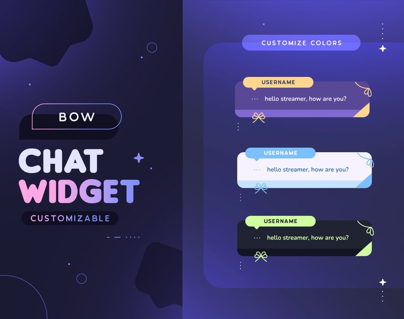 Cute Bow Animated Chat Widget Customizable Bubble Custom - Etsy