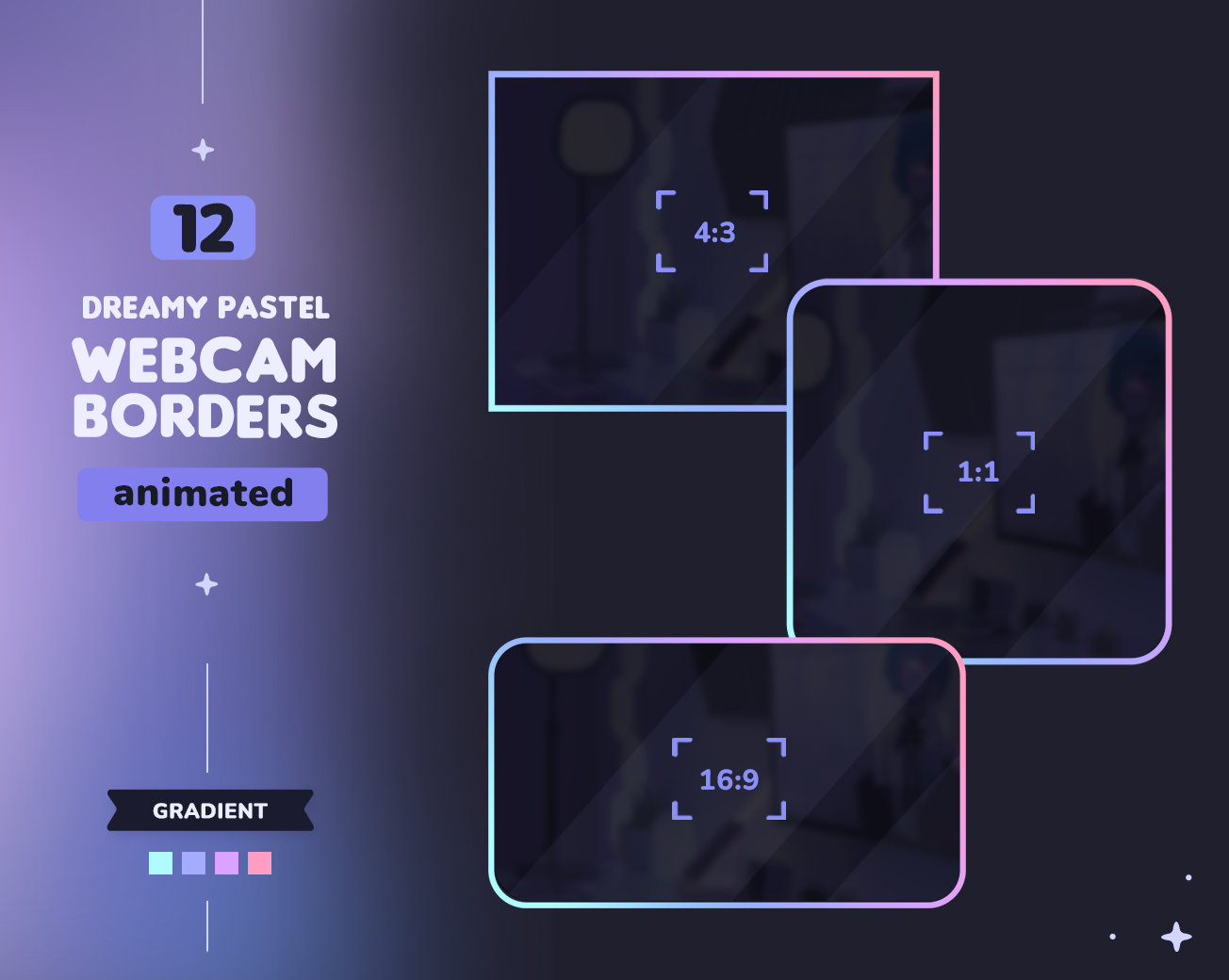 Animated Gradient Pastel Webcam Borders 12 Dreamy Twitch - Etsy Canada