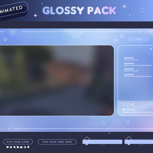Glossy Animated Twitch Pack | Minimal Aesthetic Blue Gradient Streamer ...