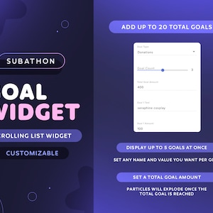 Goal Widget — Scrolling Subathon Goal List | Cute Minimal Customizable ...