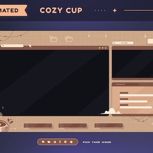 Cozy Cup Animated Twitch Pack | Comfy Lo-fi Coffee Cup Streamer Package ...