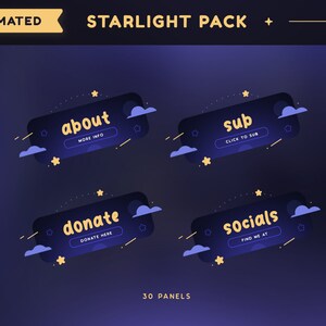 Starlight Animated Twitch Pack | Starry Night Sky Moon Cozy Streamer ...