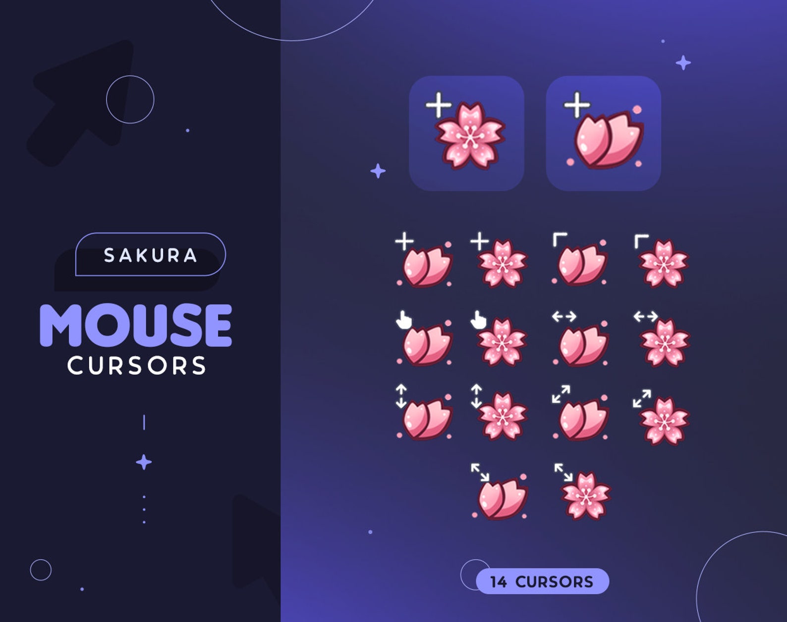 Sakura Mouse Cursors 14 Cute Pink Cherry Blossom Custom Mouse Pointers ...