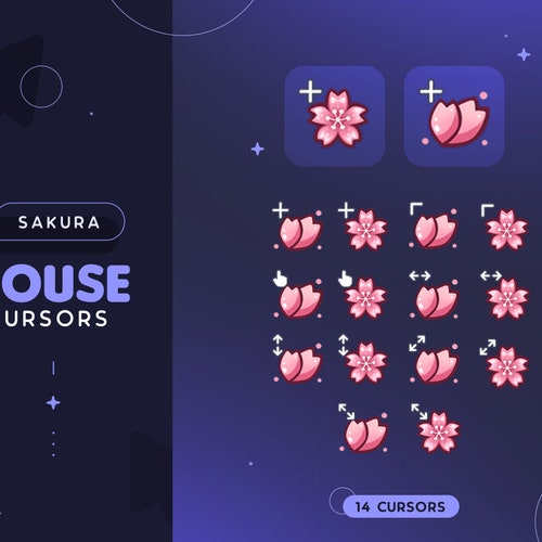 Sakura Mouse Cursors 14 Cute Pink Cherry Blossom Custom - Etsy