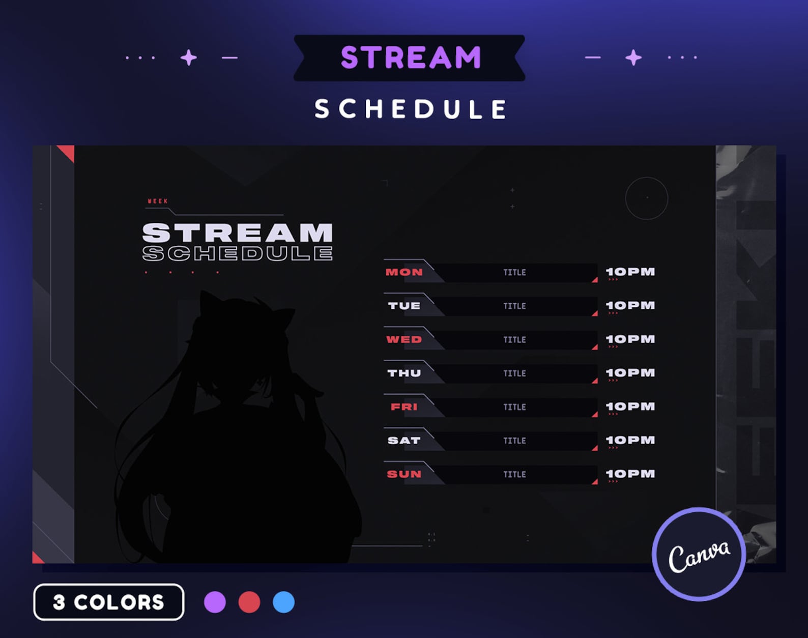 Fade Stream Plan Vorlage | Lila, Rot und Blau Minimal Twitch Vtuber ...