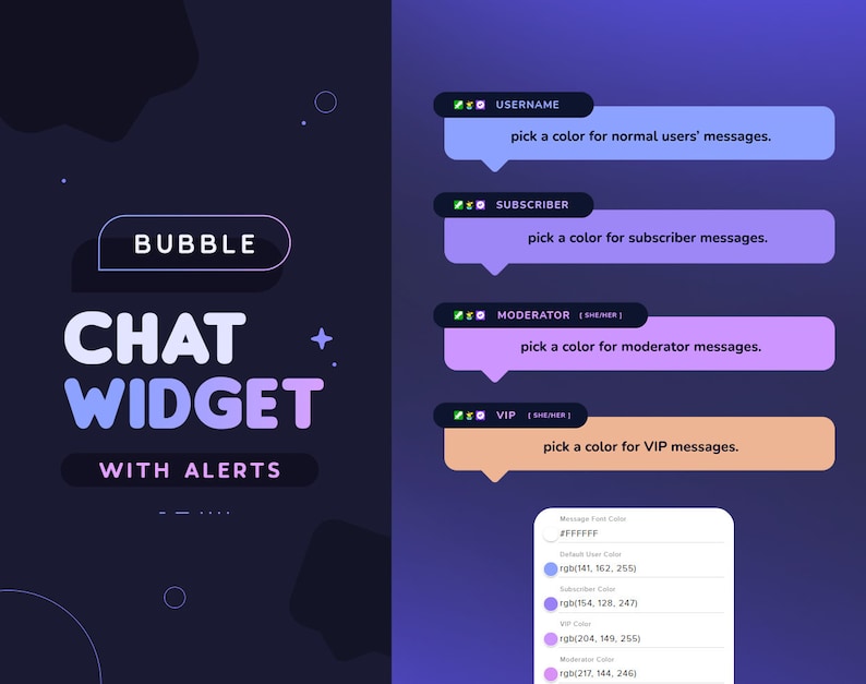 Bubble Chat Widget With Alerts | Sub, Mod & Vip Customizable Minimal ...