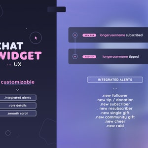 UX Chat Widget With Alerts — Minimal Roles Fully Customizable Custom Chat With Events | Twitch ...