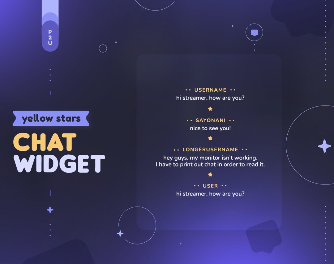 Star Twitch Chat Widget | Yellow Celestial Centered Minimal Custom ...