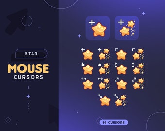 Moon & Clouds Mouse Cursors 14 Cute Cloudy Starry Sky Custom Mouse ...