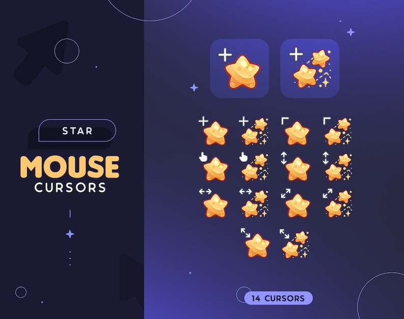 Star Mouse Cursors | 14 Cute Starry Sky Custom Mouse Pointers for Windows PC - Etsy