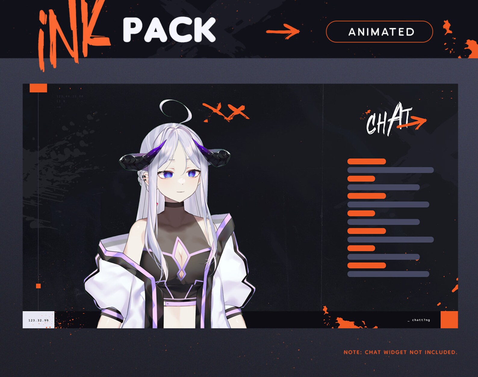 Animated Orange Ink Twitch Pack Grunge Ink Brush Streamer Package ...