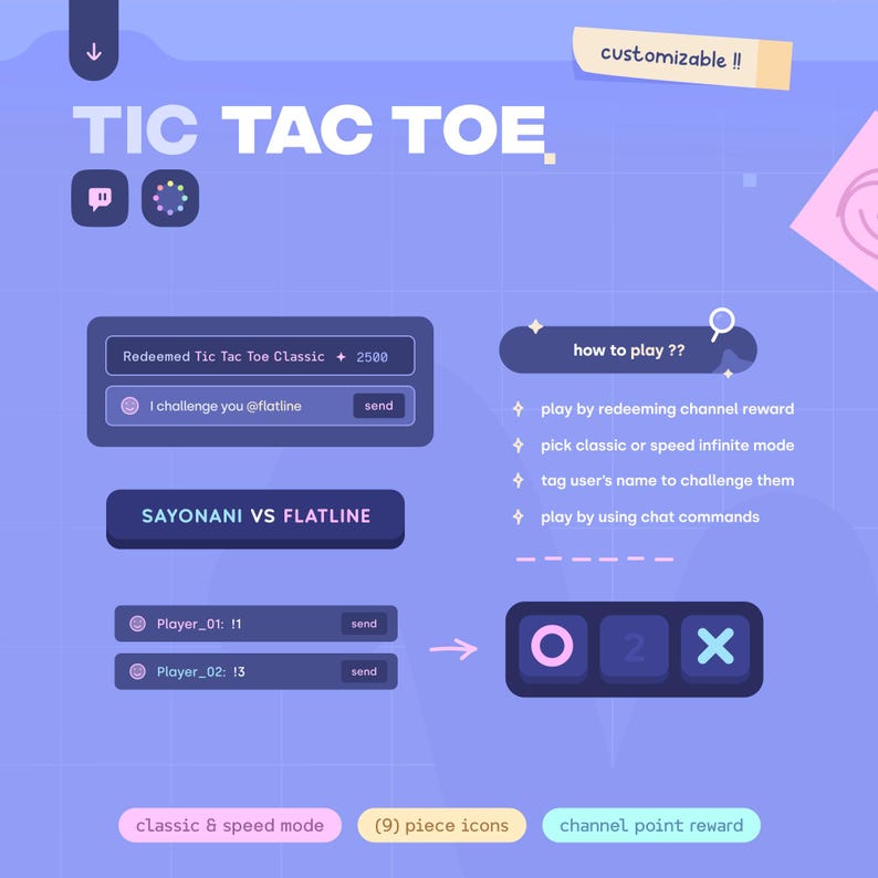 Tic Tac Toe Widget Classic & Speed Mode • (9) Piece Icons • Channel ...