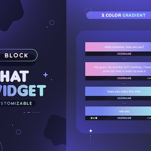 Gradient Block Chat Widget | Customizable 3 Color Gradient Minimal ...