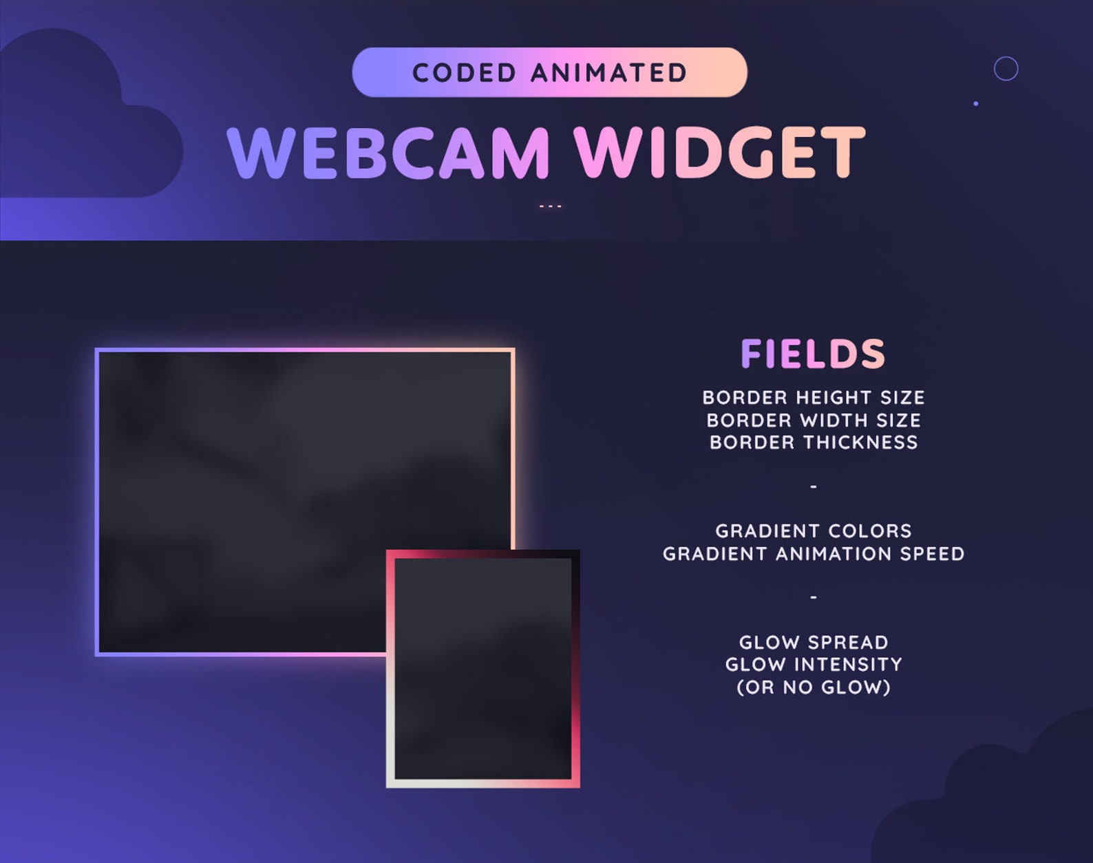 Animated Gradient Webcam Widget Fully Customizable Coded Webcam Border ...