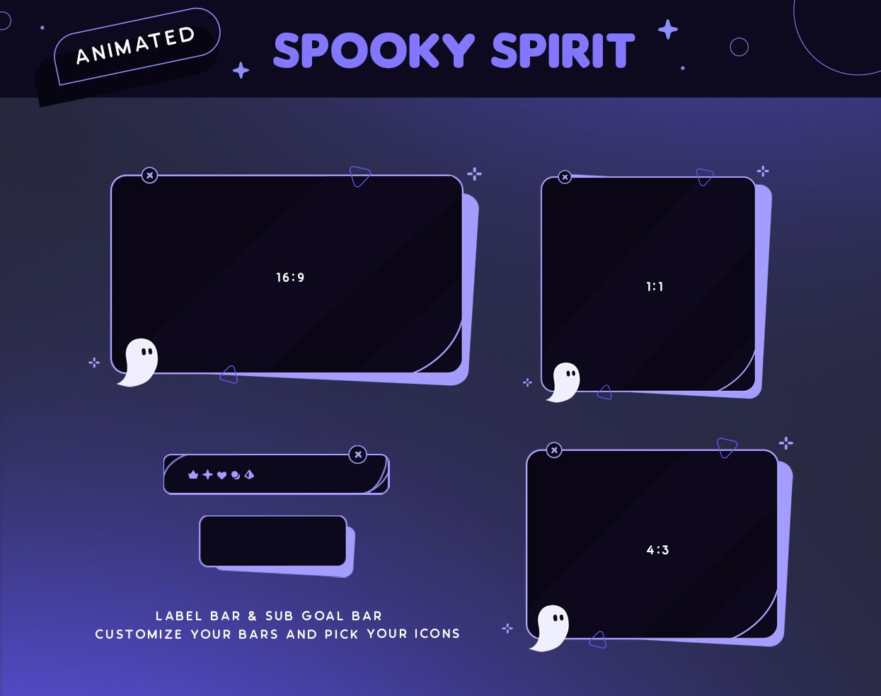 Spooky Spirit Animated Twitch Pack | Halloween Ghost Ouija Purple ...