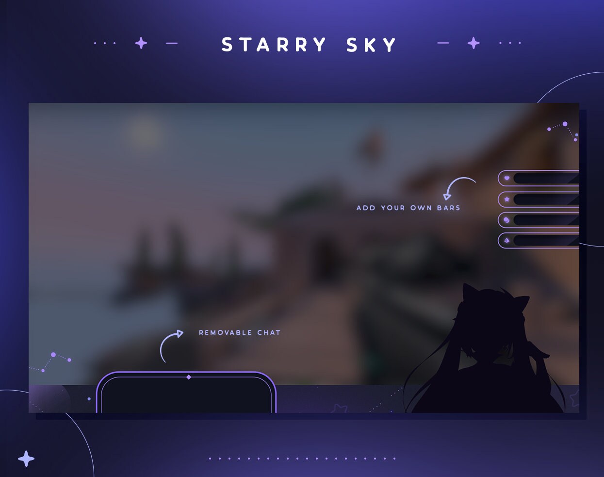 Starry Sky Vtuber Overlays | Animated Vtuber Chatting & in Game Bar ...