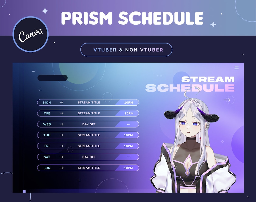 Prism Stream Schedule Template | Minimal Gradient Purple Blue Streamer ...