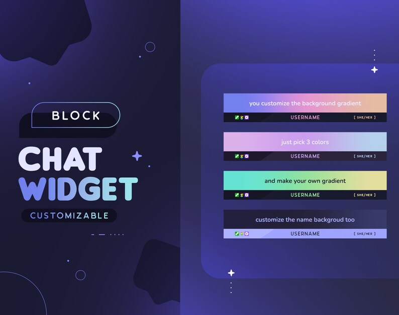 Gradient Block Chat Widget Customizable 3 Color Gradient - Etsy