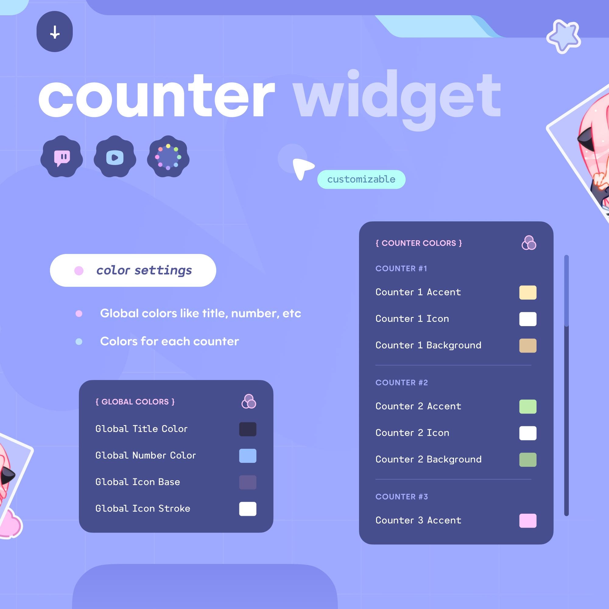 Wavy Counter Widget Rotating Counters & Categories • Channel Rewards ...