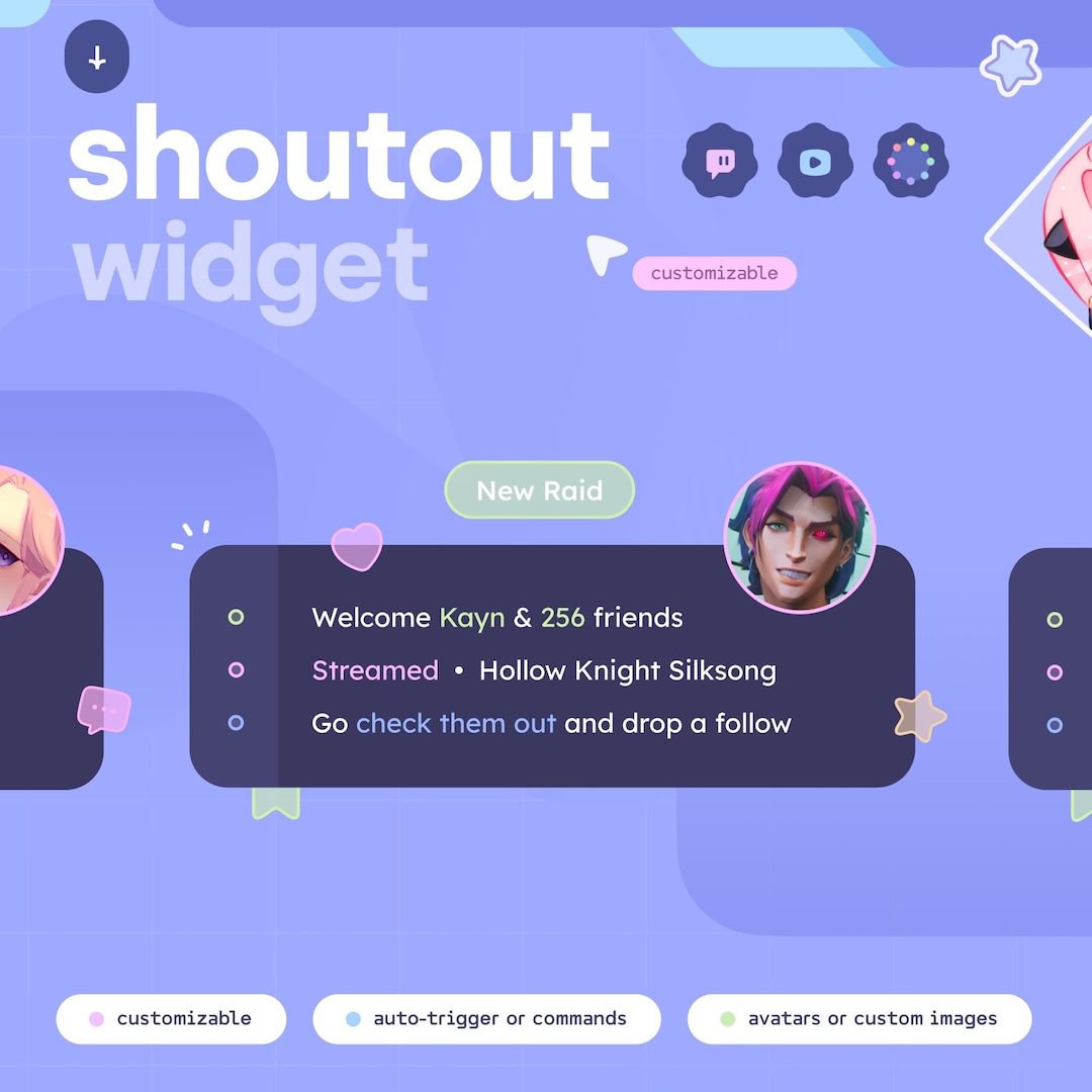 Shoutout Widget Reacts to Raids, Friends & Command • Customizable ...