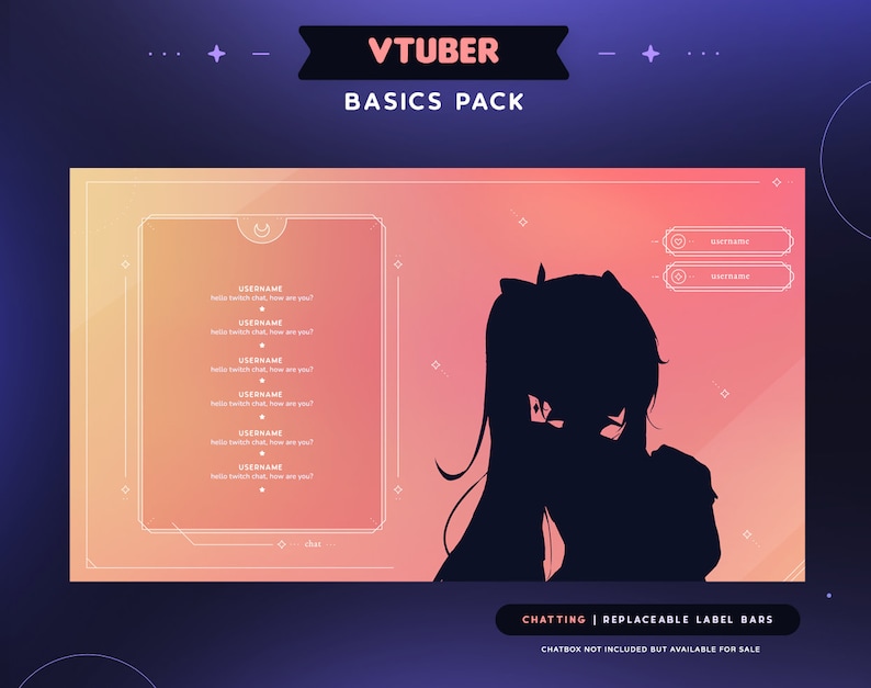 Orange Star Vtuber Overlay Pack | Celestial Star Guardian Vtuber Gaming ...