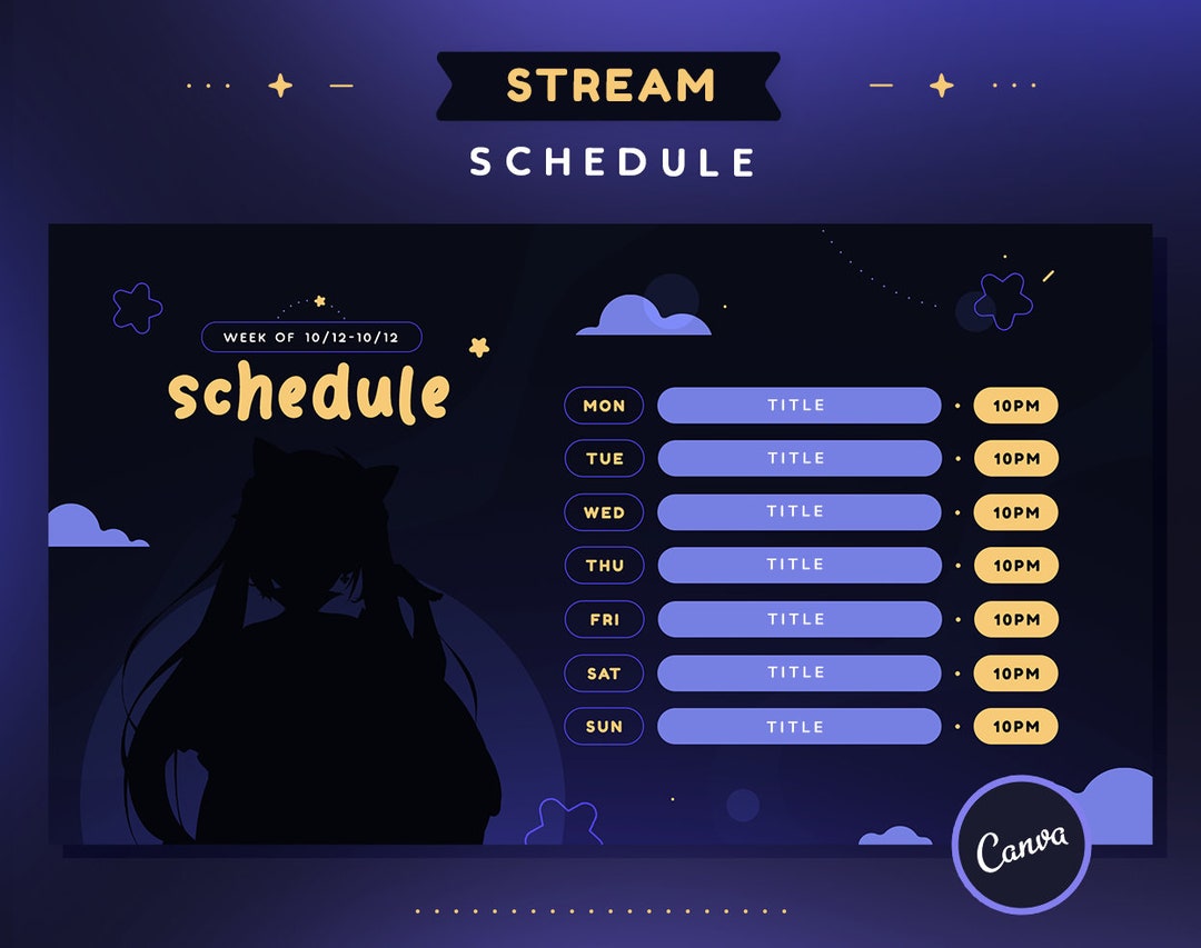 Starlight Stream Schedule Template | Starry Sky Twitch Vtuber Streamer ...
